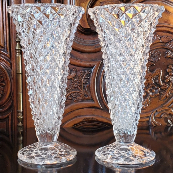 Princess House | Accents | Vntg 8 8 Lead Crystal Diamond Point Vase By ...